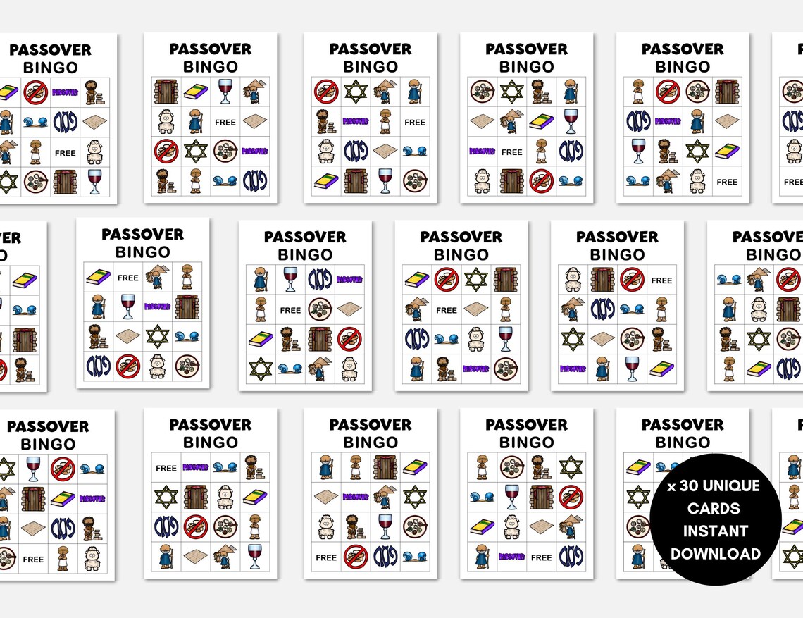 Passover Bingo Cards, Printable Bible Sunday School Activity for Kids ...