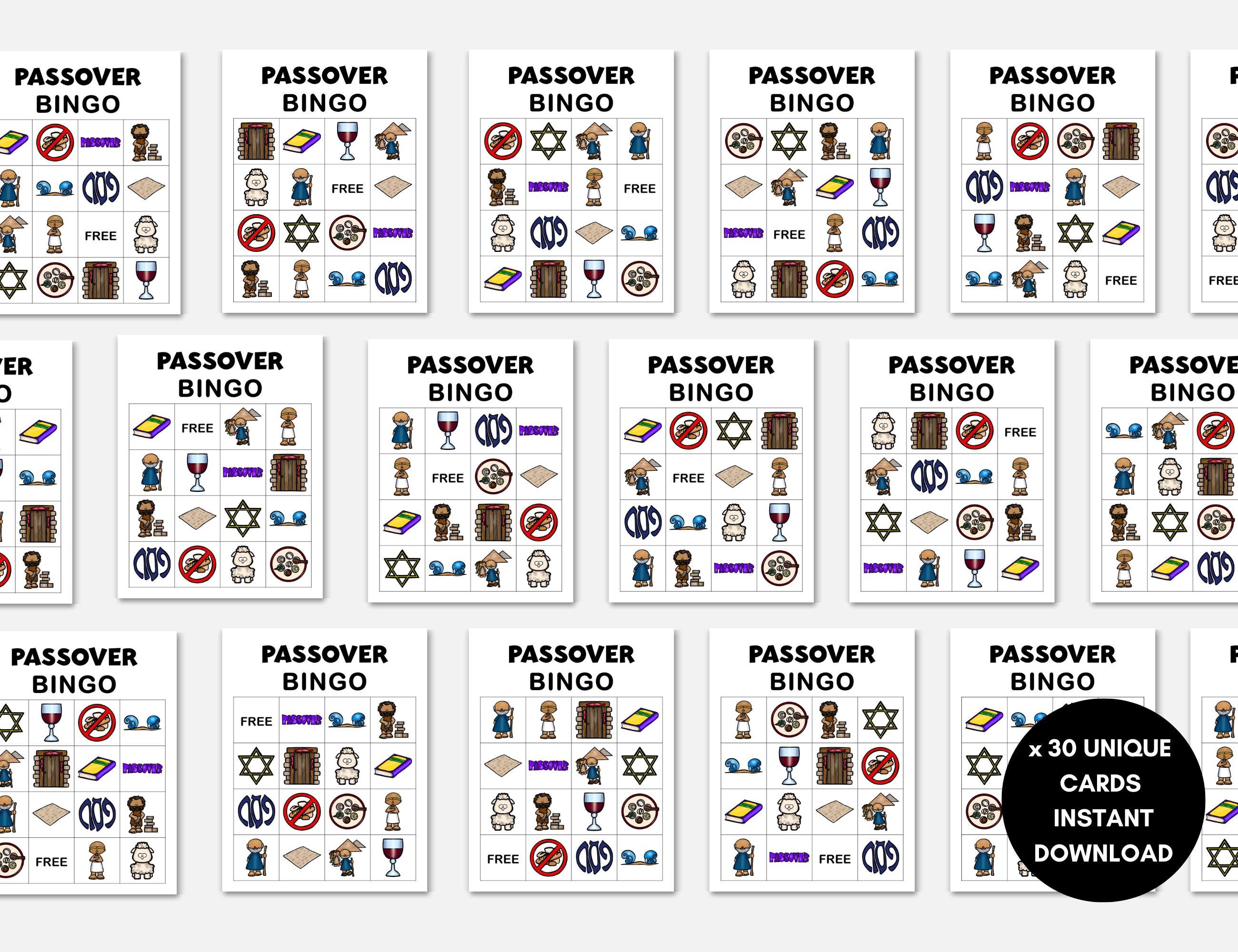 Passover Bingo Cards, Printable Bible Sunday School Activity for Kids ...
