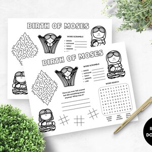 Birth of Moses, Printable Moses Story Bible Placemat, Sunday School ...