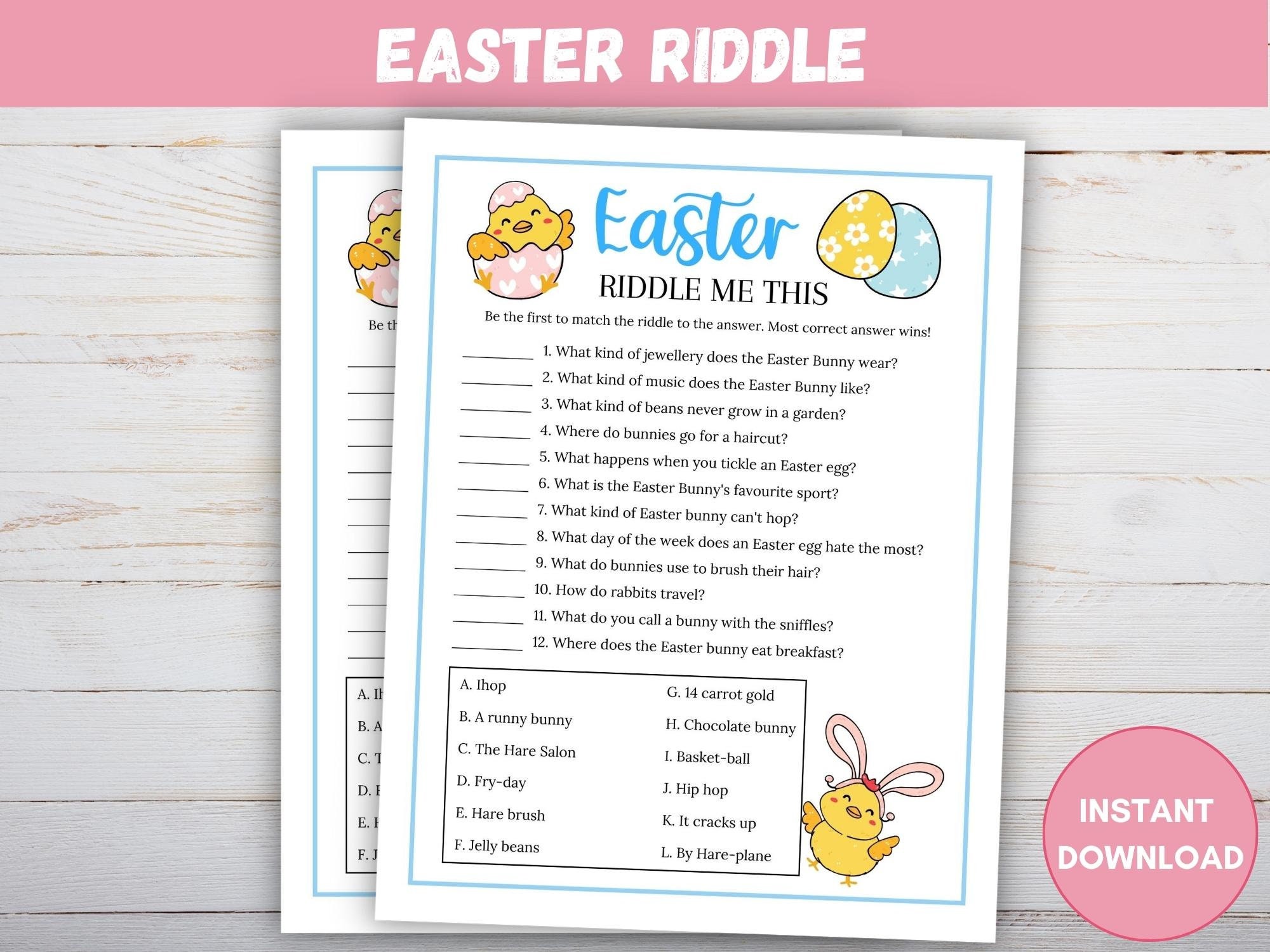Easter Riddles, Kids Riddle Game, Printable Easter Game, Easter Games ...