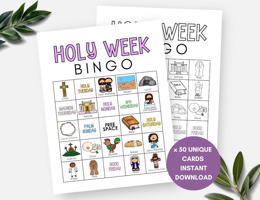 Holy Week Bingo, Printable Lent Bingo Cards, Religious Easter Game ...