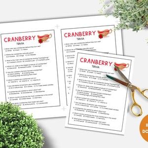 Cranberry Trivia, Printable Thanksgiving Trivia Game, Trivia Questions ...