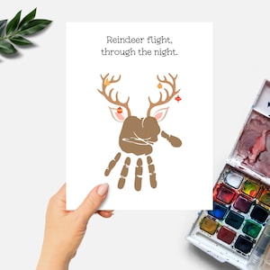 Reindeer Handprint Art, Printable Christmas Handprint Craft, Winter ...