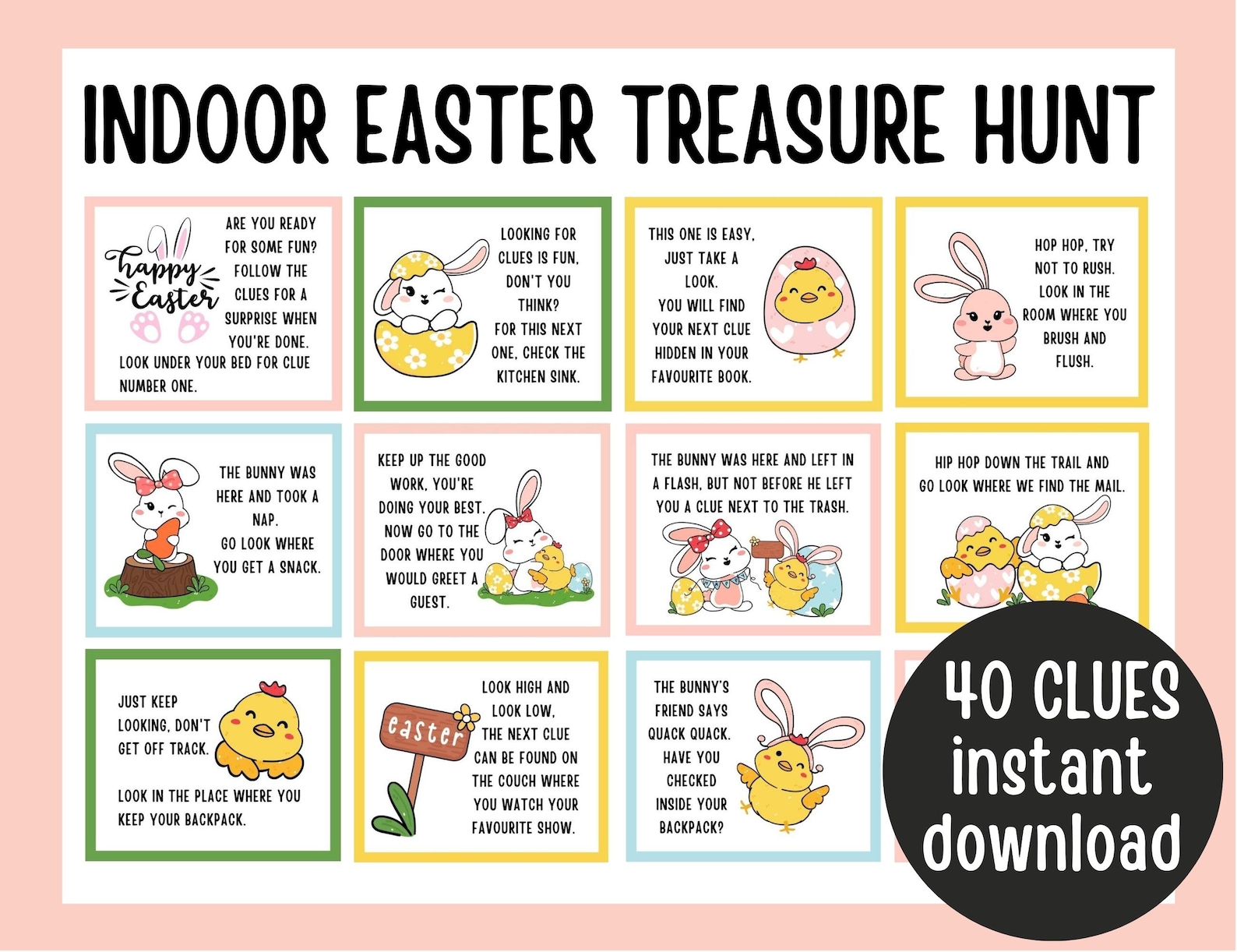 Easter Scavenger Hunt Easter Treasure Hunt Indoor Easter - Etsy