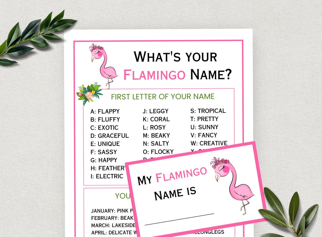Whats Your Flamingo Name, Summer Party Game for Kids and Adults, Pink ...