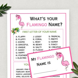 Whats Your Flamingo Name, Summer Party Game for Kids and Adults, Pink ...