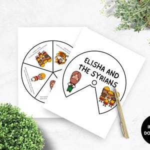 Elisha and the Syrians, Printable Bible Lesson Coloring Wheel, Sunday ...