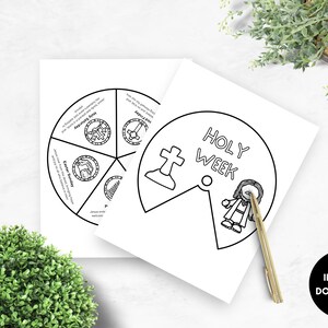 Holy Week Craft, Printable Bible Coloring Wheel, Easter Story Sunday ...