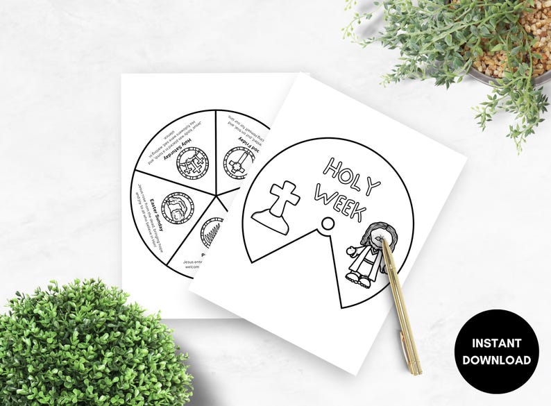 Holy Week Craft, Printable Bible Coloring Wheel, Easter Story Sunday ...