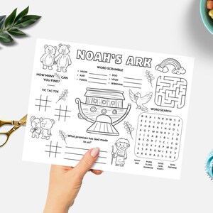 Noah's Ark, Printable Bible Activity Placemat, Sunday School, Kids ...
