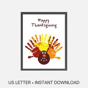 Thanksgiving Handprint Art, Printable Turkey Handprint Craft, Kids ...