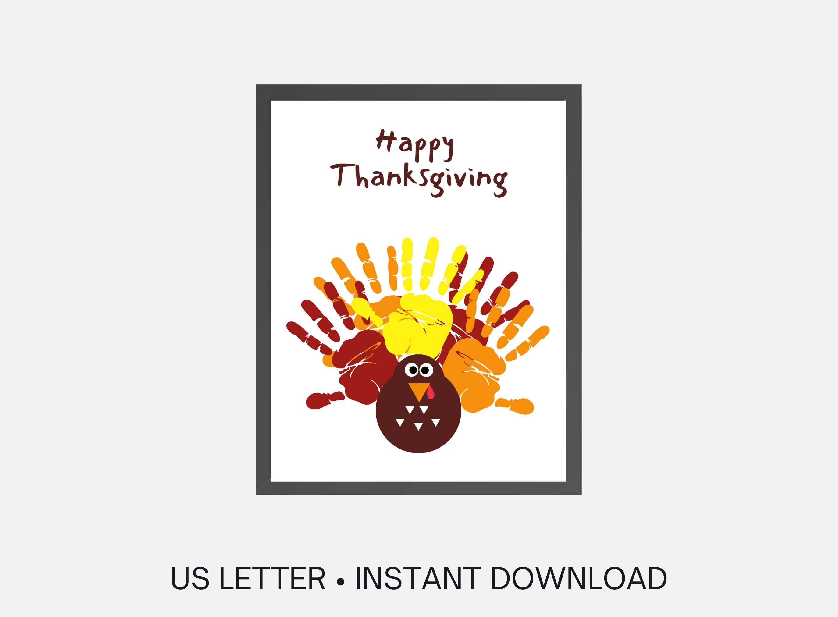 Thanksgiving Handprint Art, Printable Turkey Handprint Craft, Kids ...