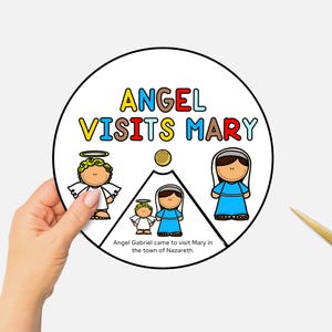 Angel Gabriel Visits Mary, Printable Nativity Bible Story Coloring ...