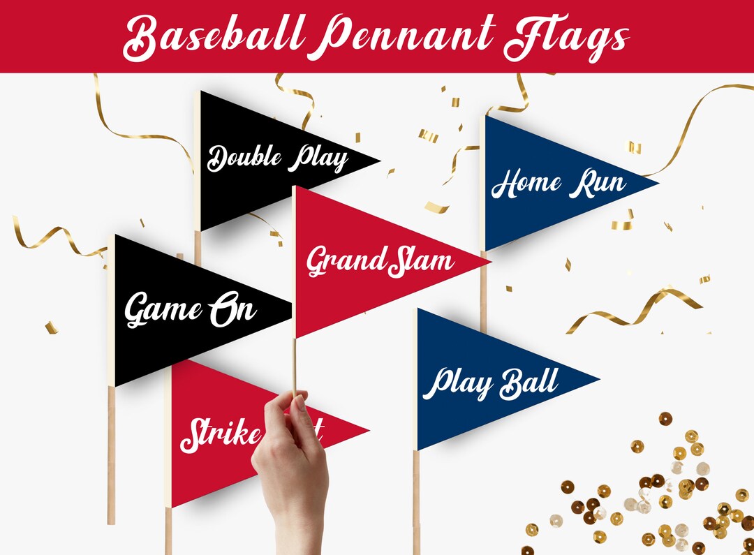 Baseball Pennant Flags, Printable DIY Sports Pennant, Baseball Birthday ...