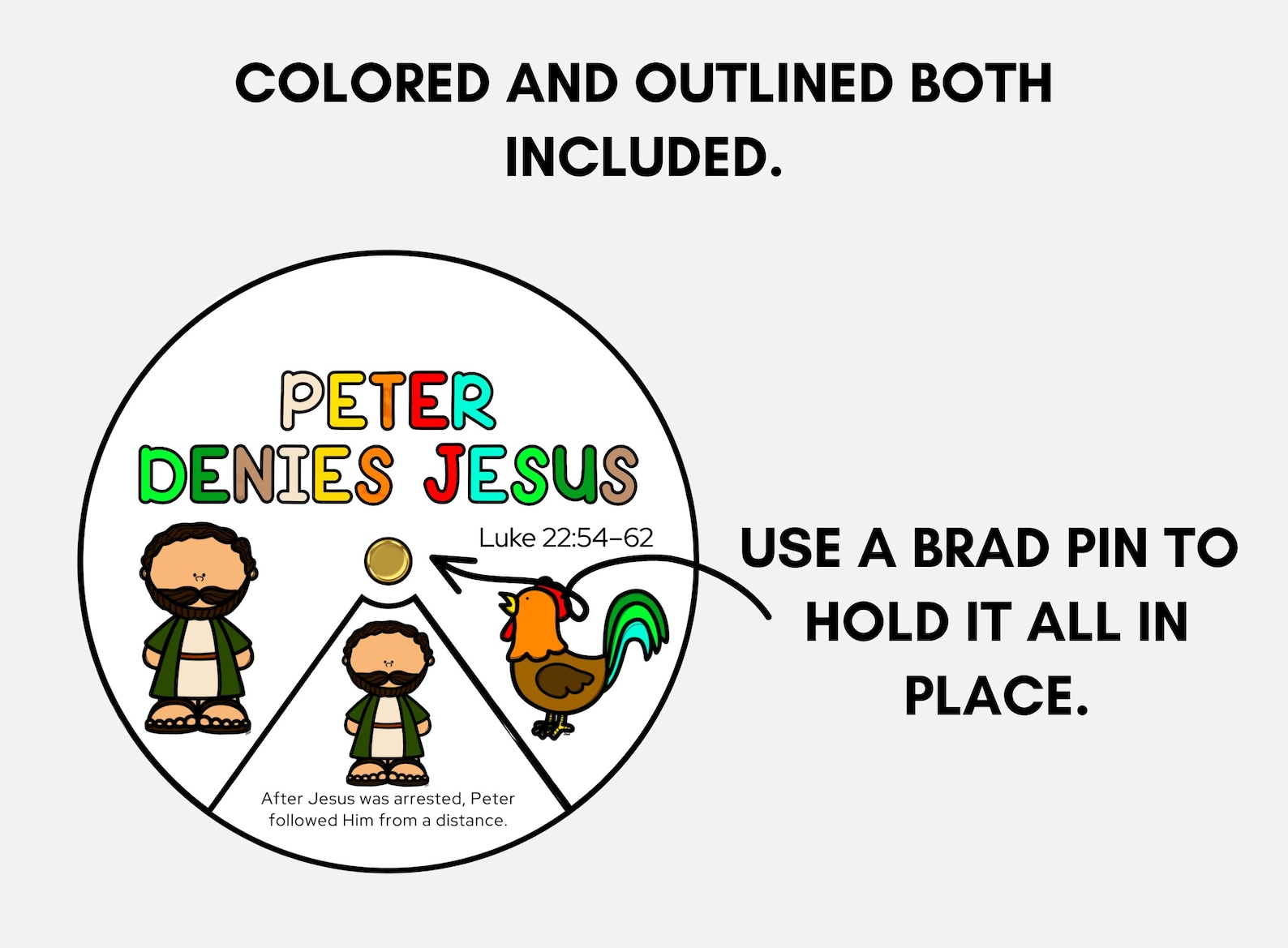 Peter Denies Jesus, Printable Good Friday Bible Coloring Wheel, Last ...