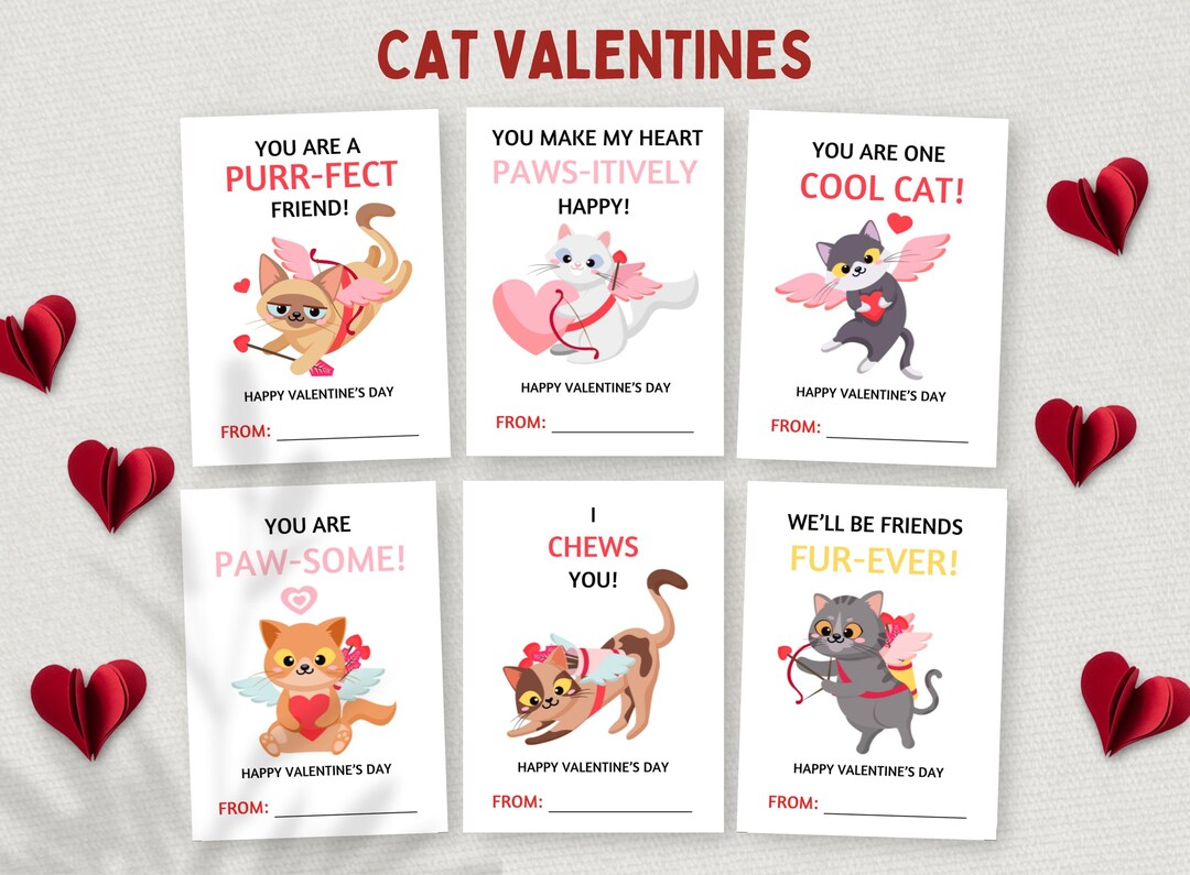 Cat Valentine, Printable Classroom Valentines, Student Gift Tags, Kids ...