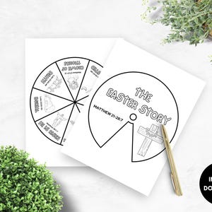 Easter Story Craft, Printable Bible Story Coloring Wheel, Holy Week ...