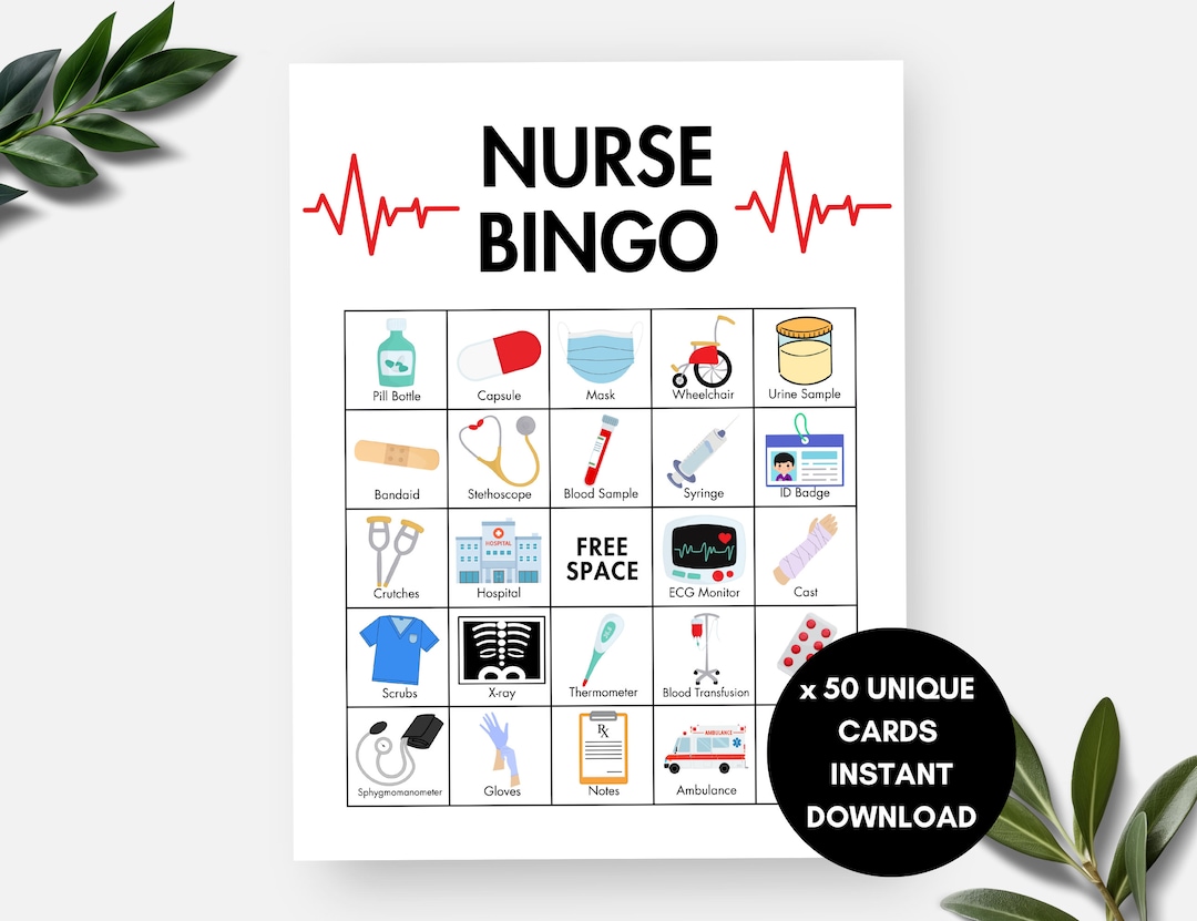 Nurse Bingo, 50 Fun Medical Bingo Cards, Graduation Games, Student ...