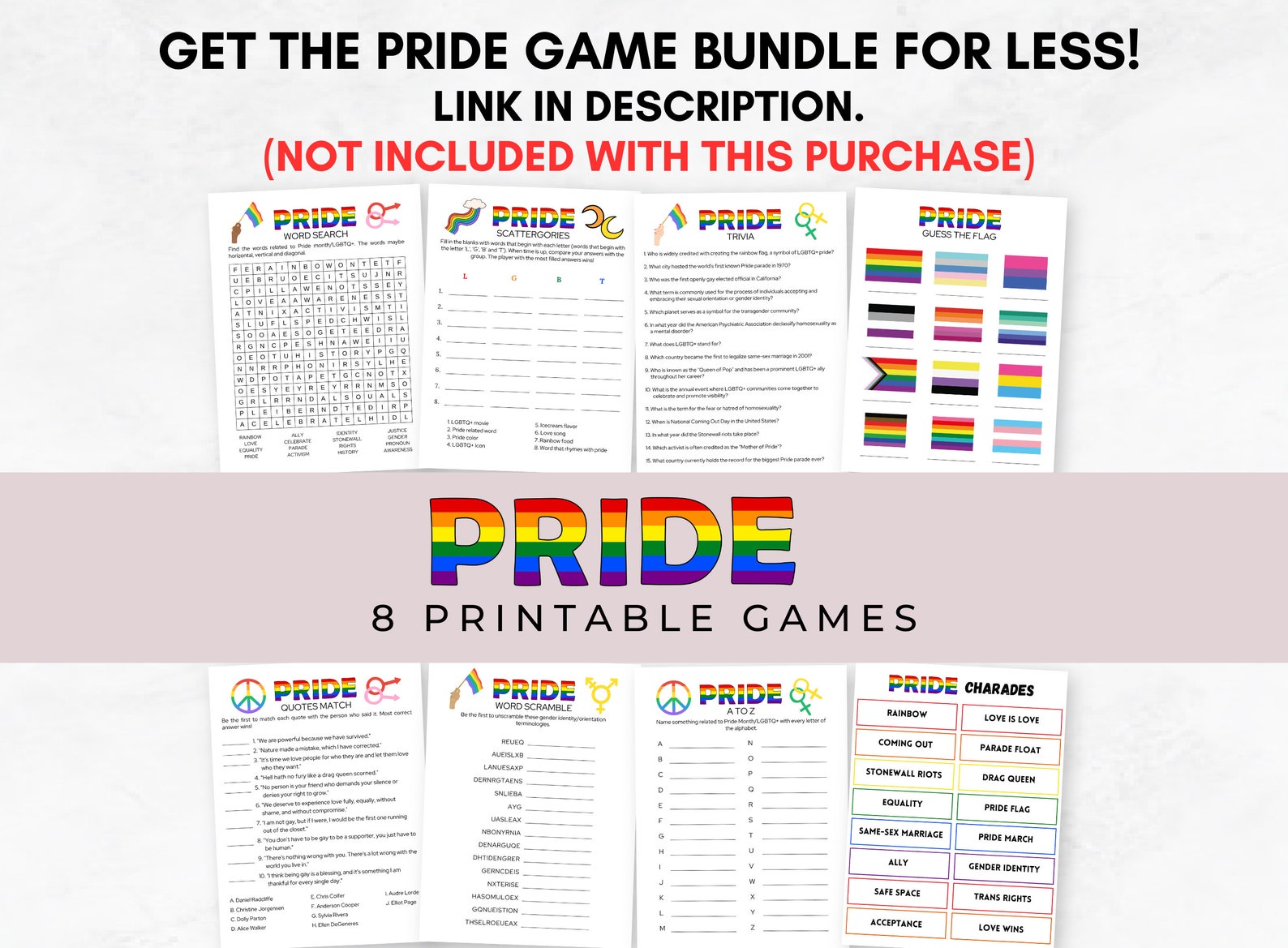 Printable Pride Trivia, Pride Month Party Games, LGBTQ+ Trivia ...