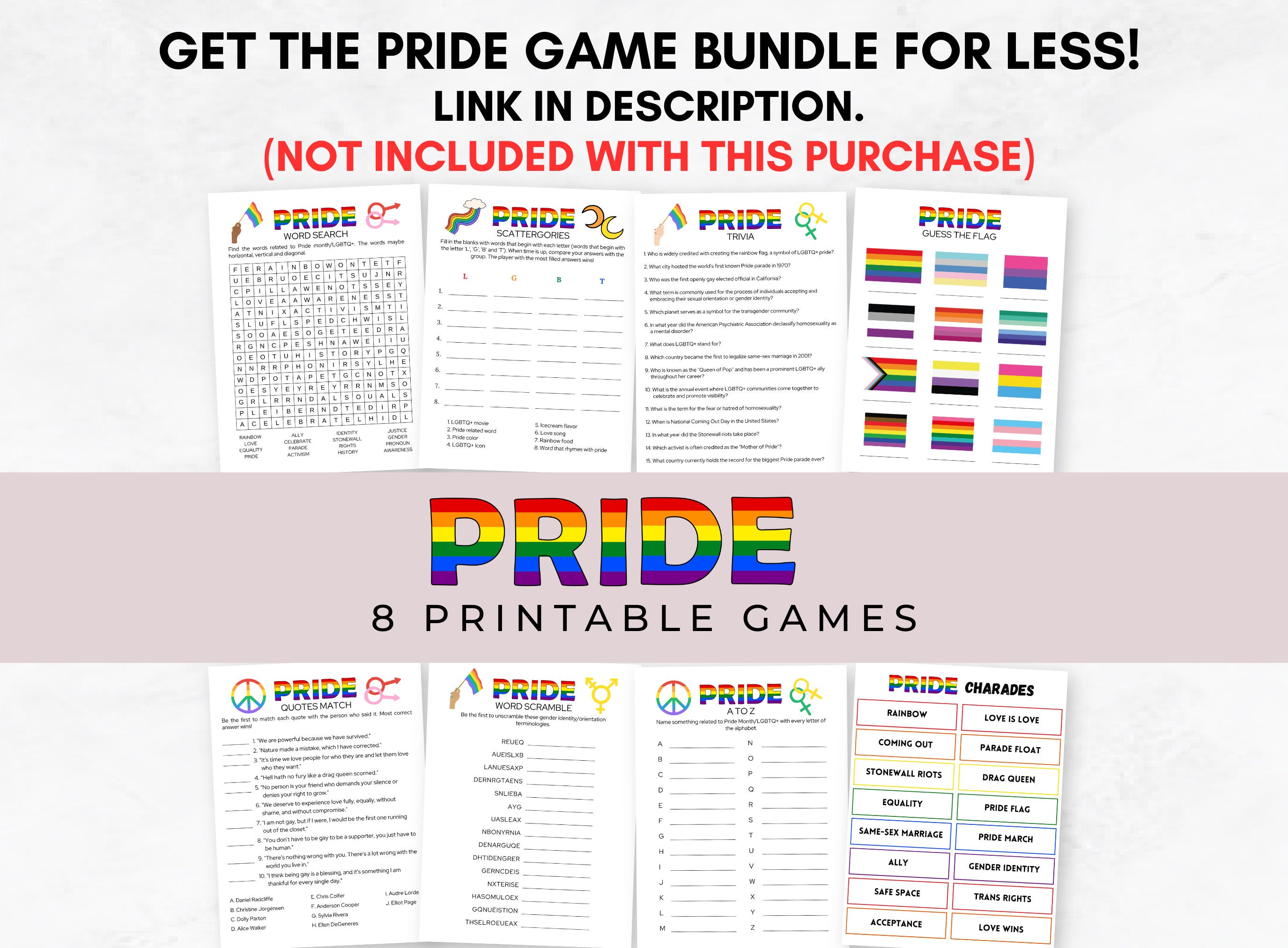 Printable Pride Trivia, Pride Month Party Games, LGBTQ+ Trivia ...