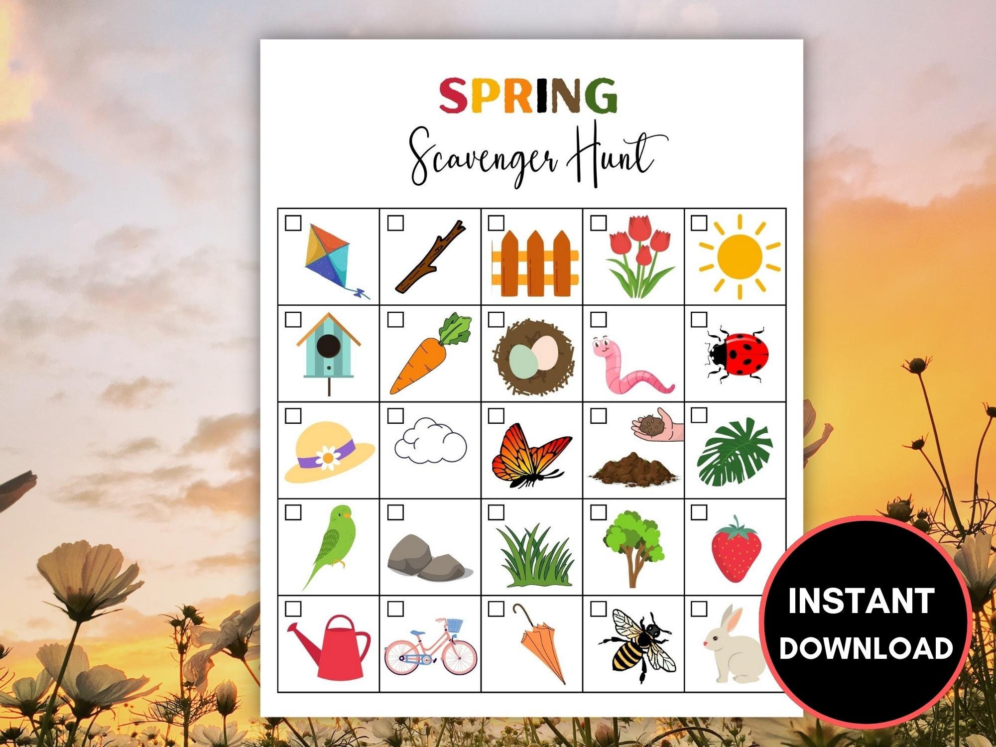 Spring Scavenger Hunt, Scavenger Hunt, Kids Scavenger Hunt, Outdoor ...