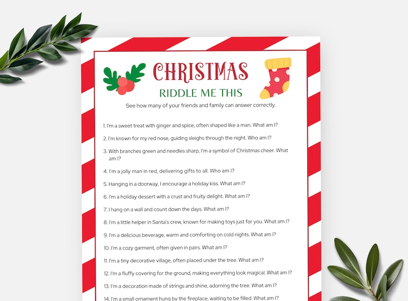 Christmas Riddles, Fun Holiday Xmas Party Game, Printable Ice Breaker ...