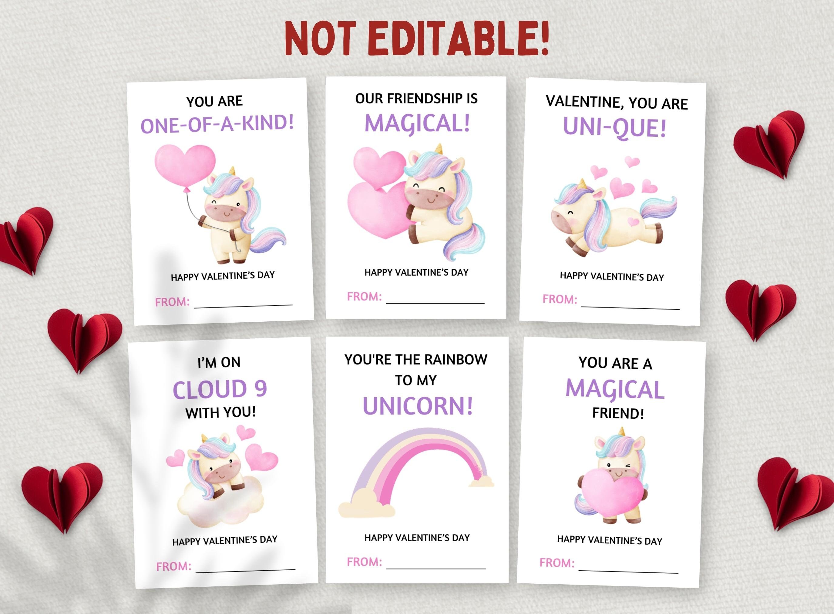 Printable Unicorn Valentine's Day Cards Fun School - Etsy