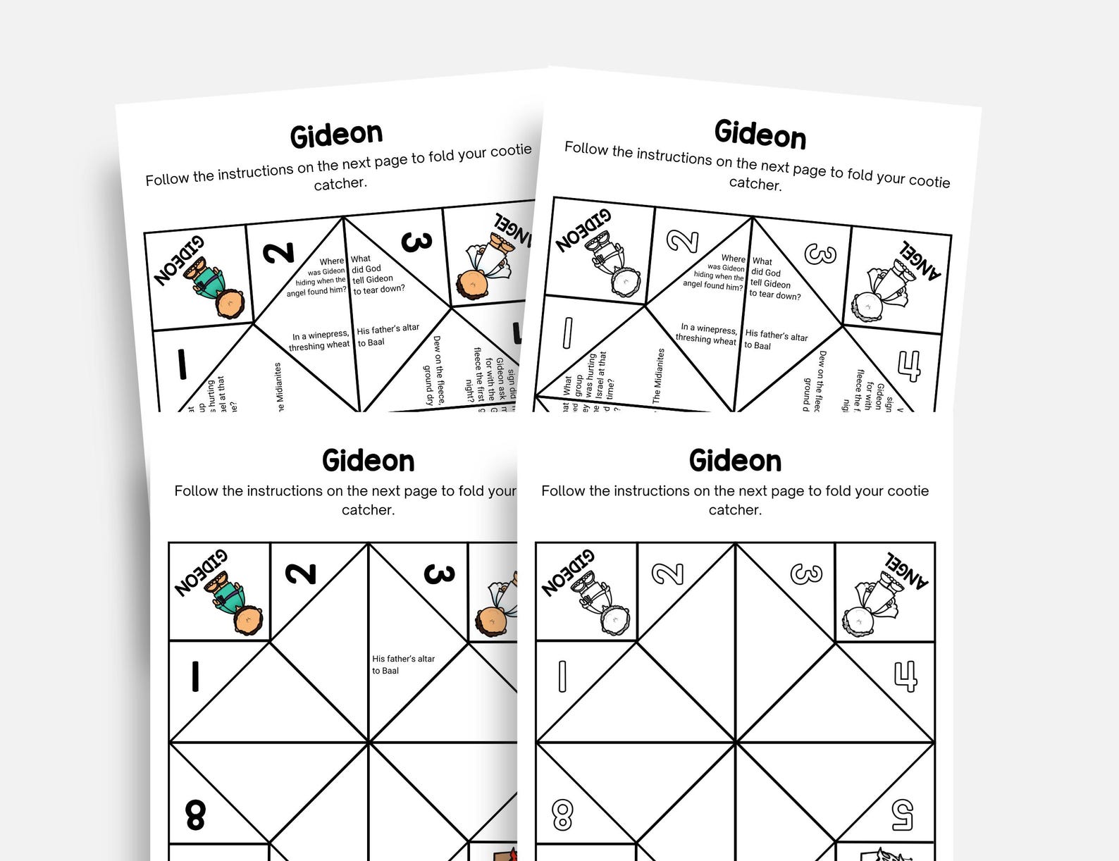 The Story of Gideon, Printable Bible Cootie Catcher, Sunday School ...