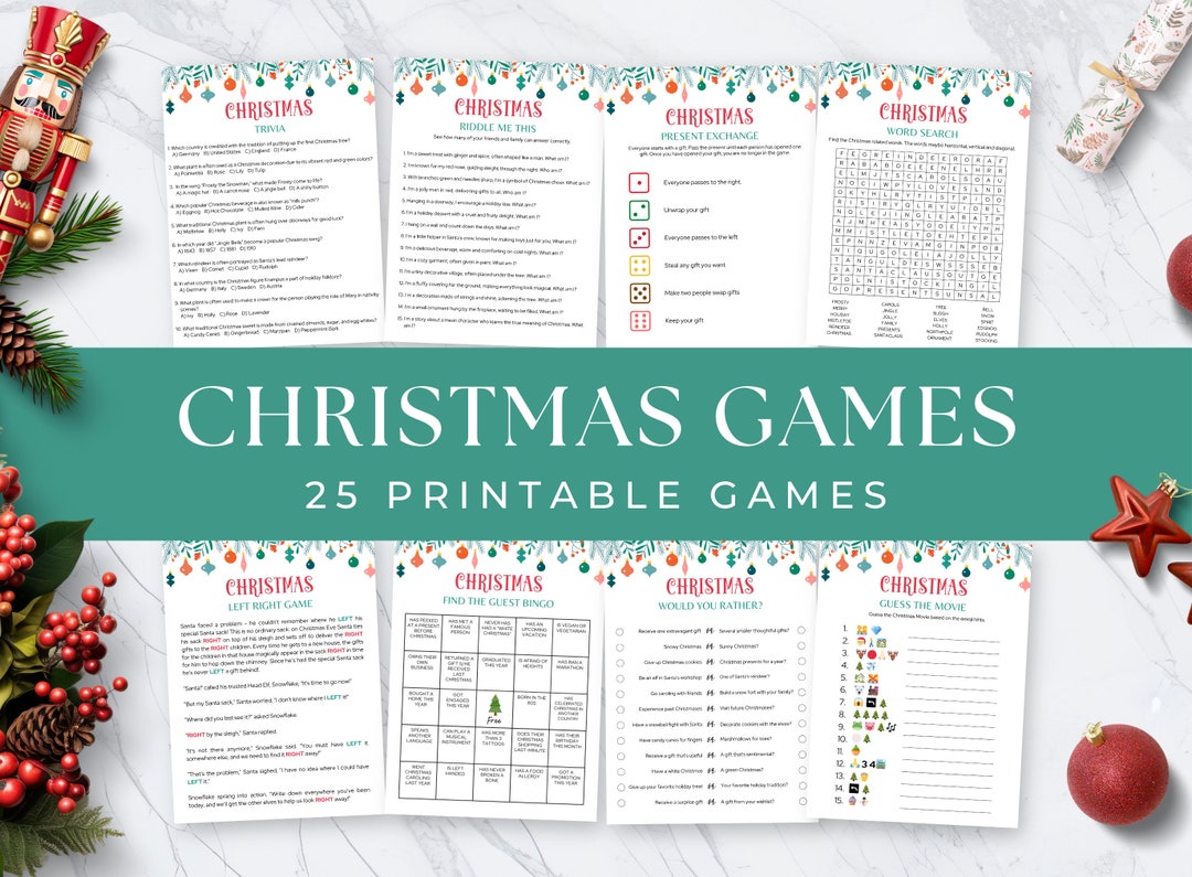25 Christmas Games Bundle, Printable Holiday Icebreaker Activities for ...