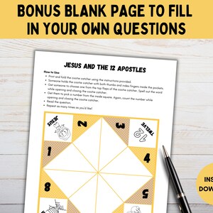 Jesus and the 12 Apostles, Printable Cootie Catcher, Sunday School ...