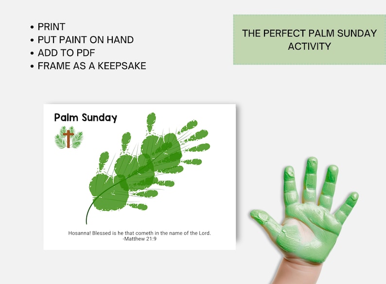 Palm Sunday, Hosanna Bible Scripture Handprint Art, Easy Holy Week ...