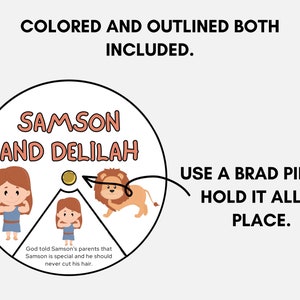 Samson Bible Story, Samson and Delilah, Printable Coloring Wheel ...