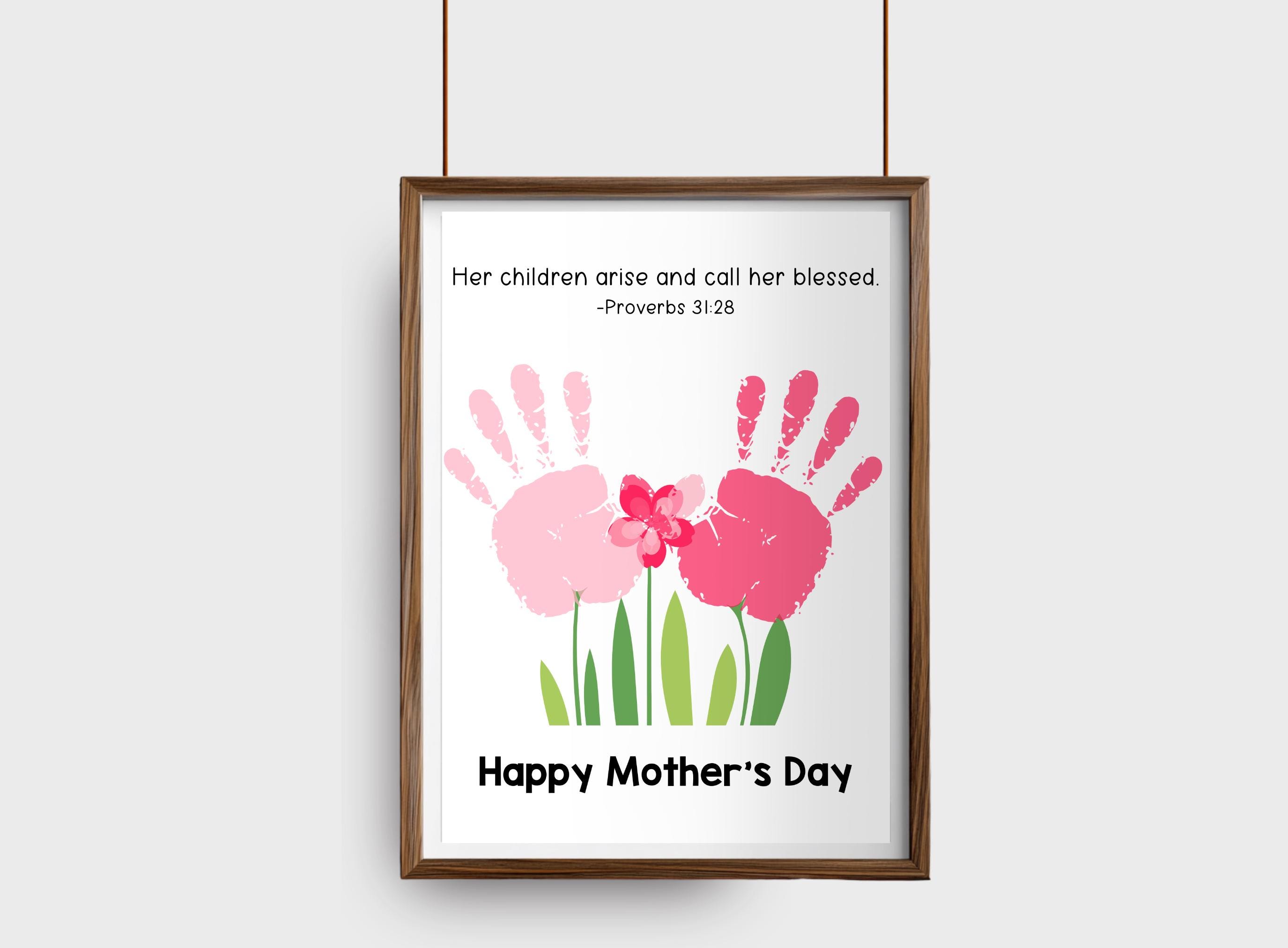 Mothers Day Handprint Craft, Christian Bible Verse Printable Handprint ...