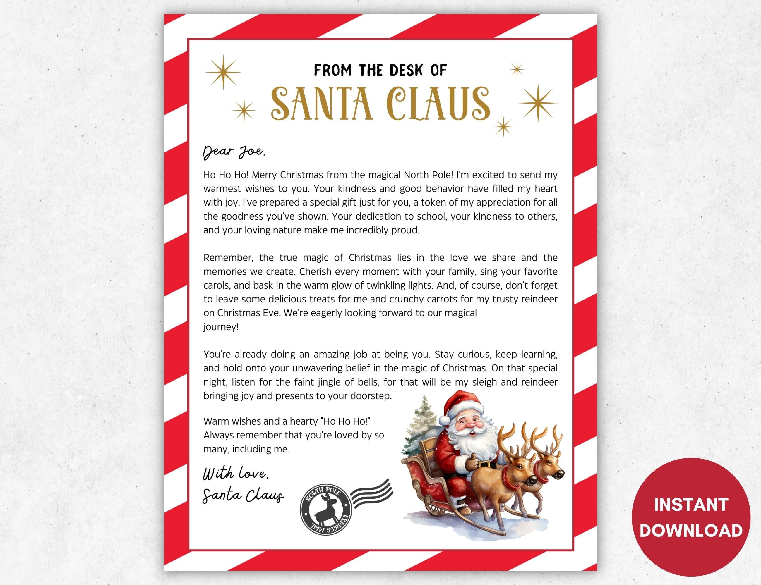 Editable Santa Letters, Personalized Santa Letter, Letter From Santa ...