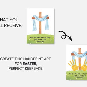 He is Risen Handprint Craft, Printable Christian Easter Handprint Art ...