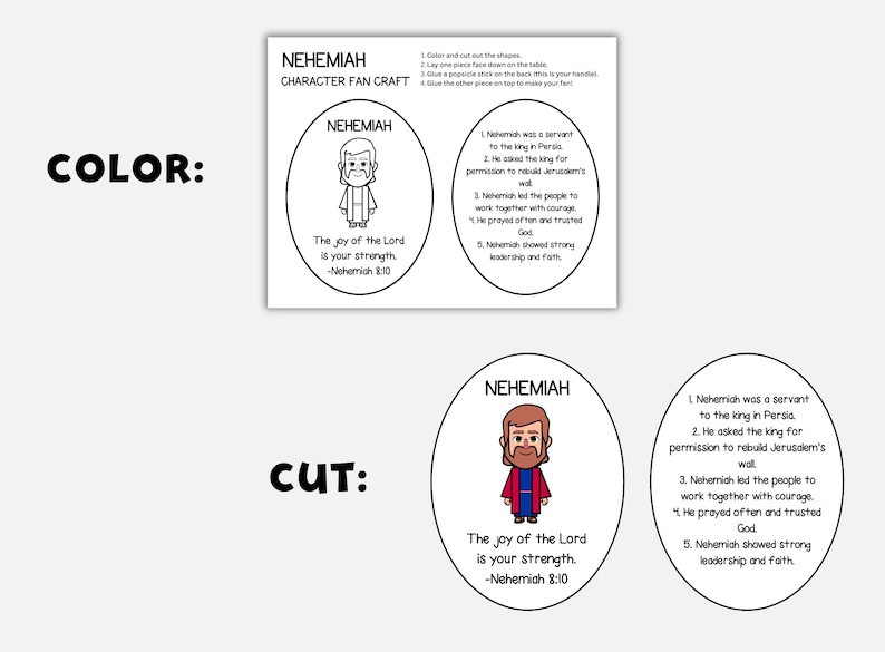 Nehemiah in the Bible Craft, Sunday School Printable, Bible Verse ...