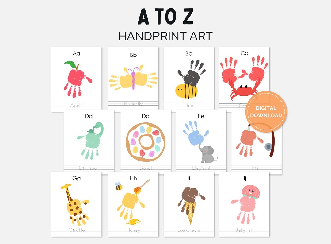 A to Z Alphabet Handprint Craft, Preschool Alphabet Handprint Art ...