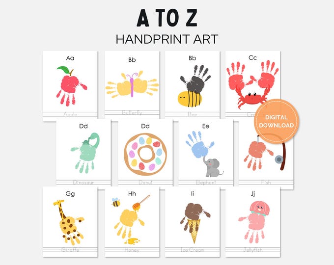 A-Z Alphabet Handprint Booklet | Alphabet Handprint Keepsake | Alphabet ...