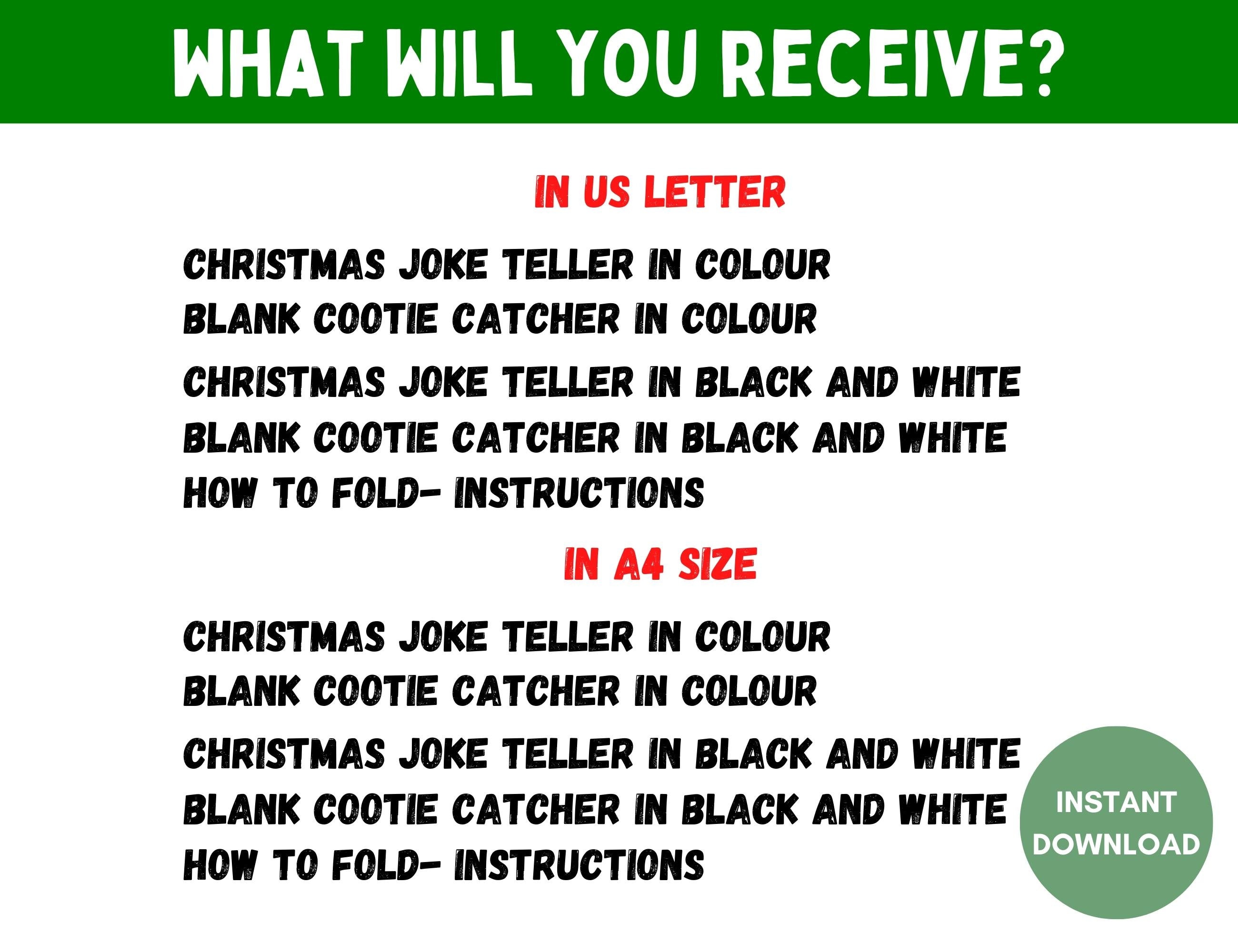 Christmas Joke Teller, Printable Xmas Cootie Catcher, Fortune Teller ...