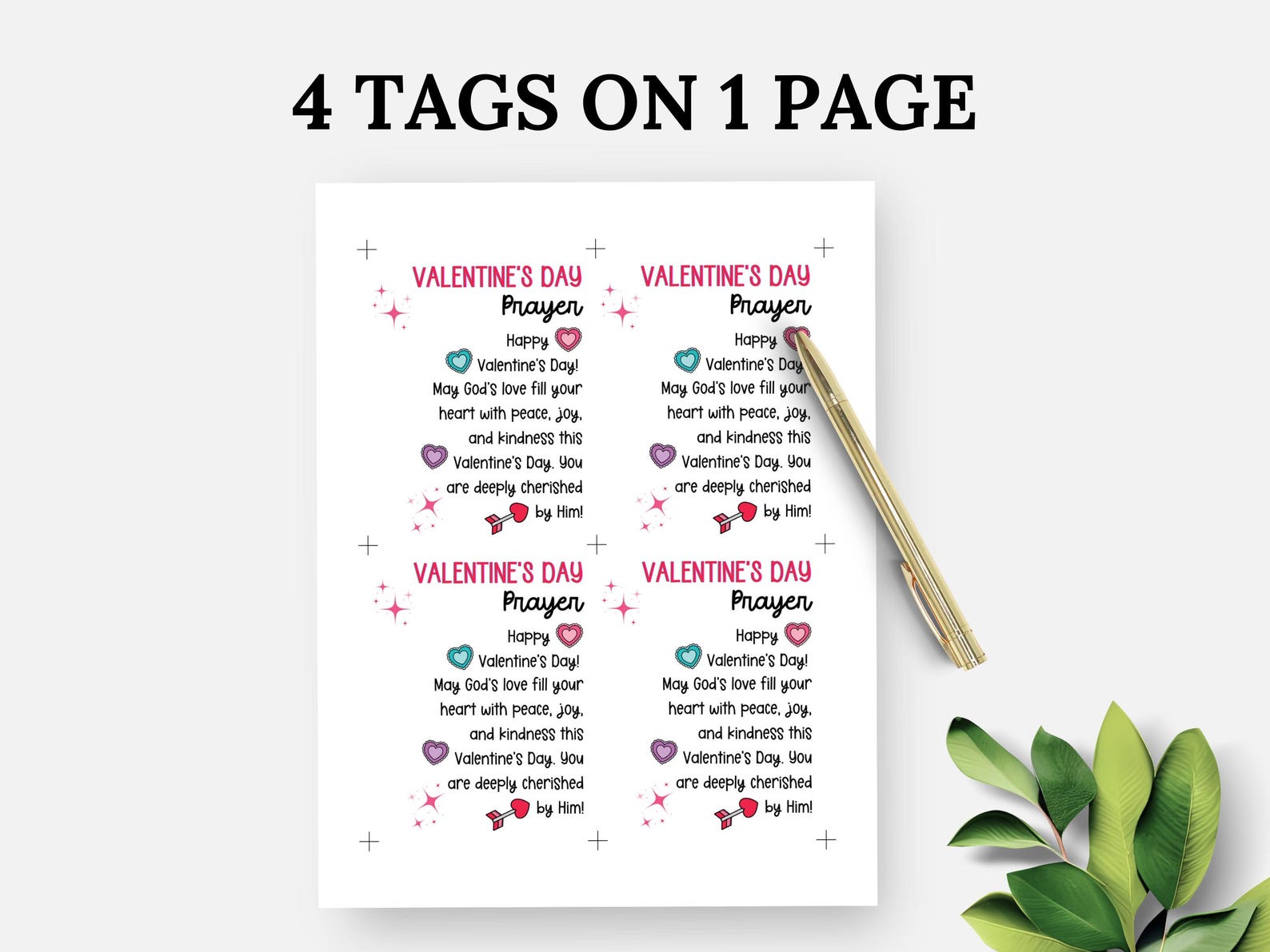 Christian Valentine Tag, Printable Valentines Day Prayer Card ...