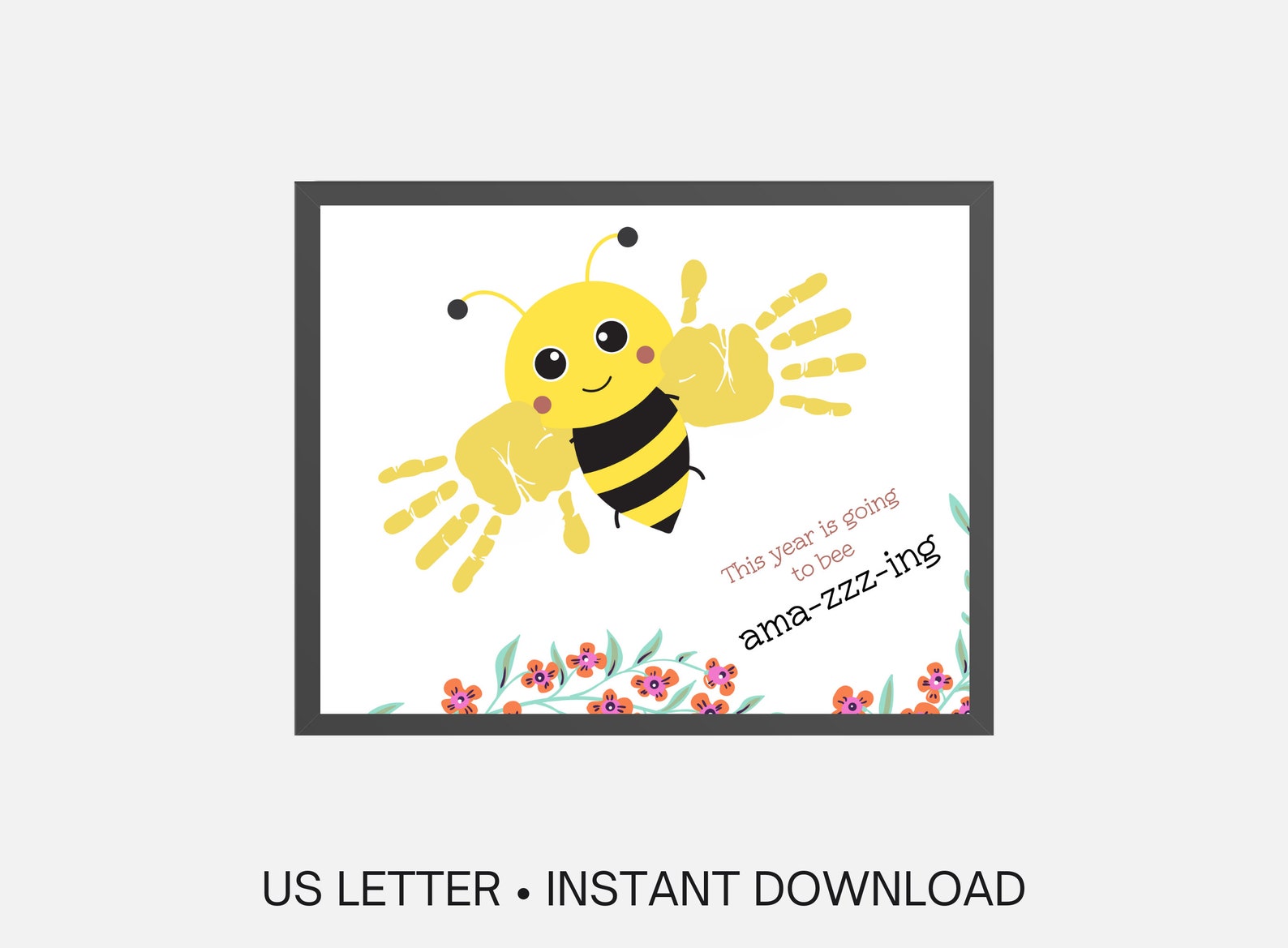 First Day of School Handprint Art, Bee Back to School Printable, Kids ...