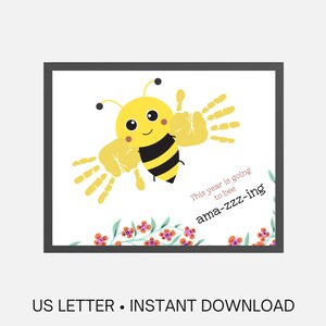 First Day of School Handprint Art, Bee Back to School Printable, Kids ...