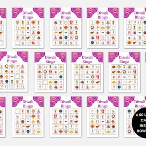 Diwali Bingo, 50 Diwali Bingo Cards, Printable Diwali Party Activity ...