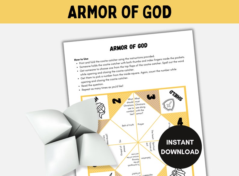 Armor of God, Ephesians 6 10, Printable Cootie Catcher, Sunday School ...