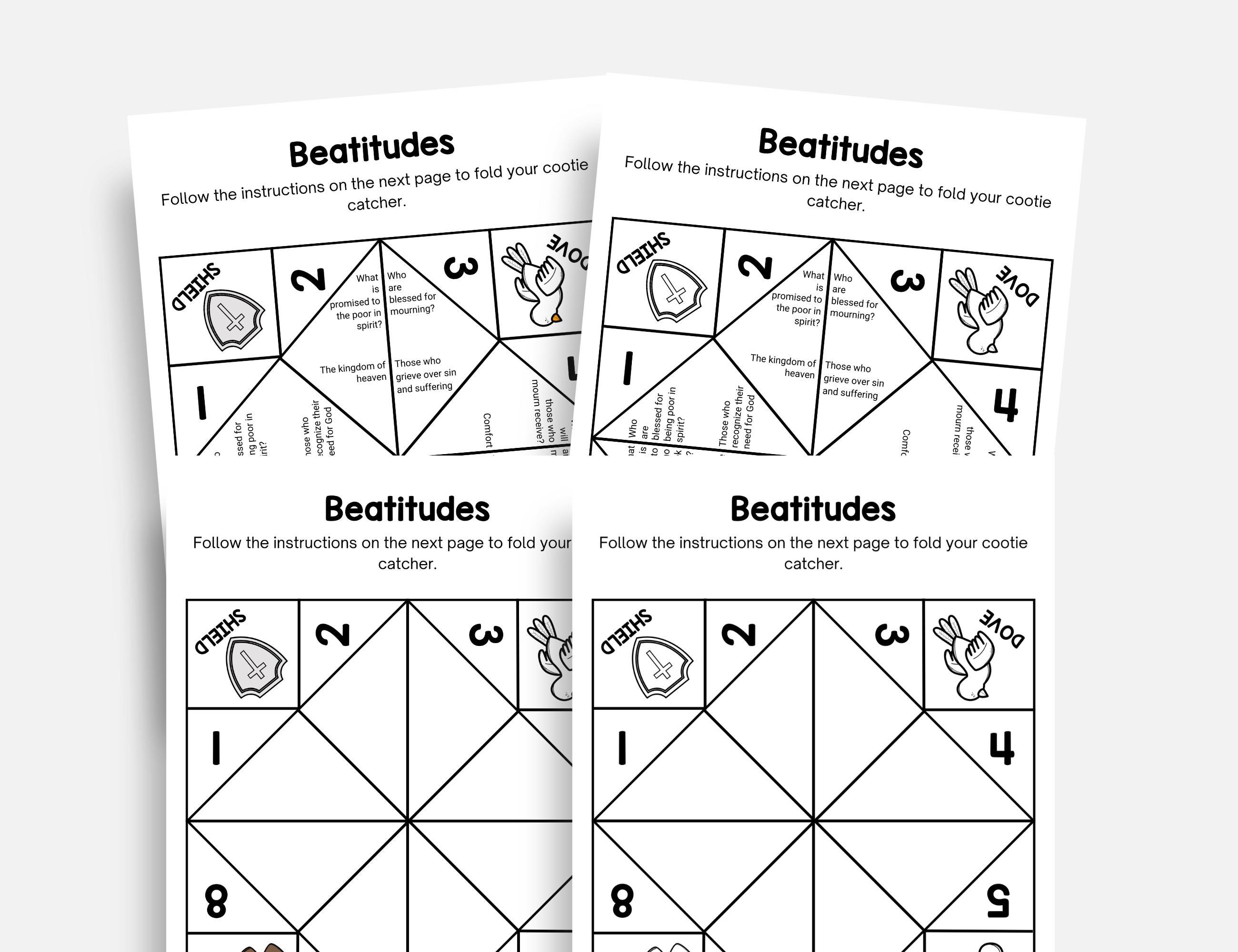 Beatitudes, Bible Cootie Catcher Printable, Sermon on the Mount Sunday ...