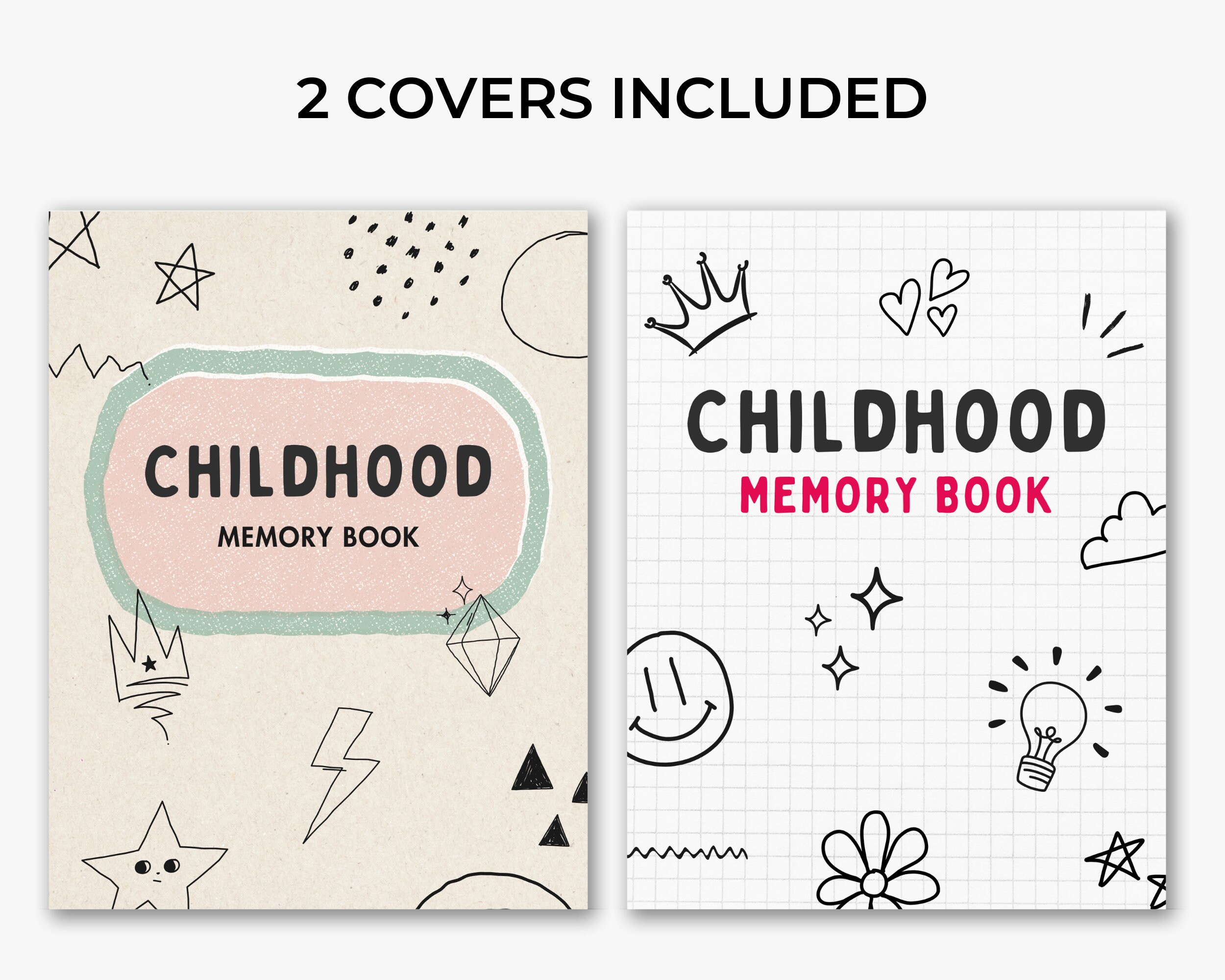 Childhood Memory Book, Editable Kids Keepsake Journal, Printable Back ...