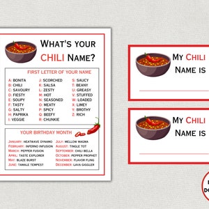 Whats Your Chili Name, Chili Name Game, Chili Cookoff, Mexican Fiesta ...