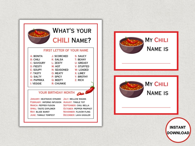 Whats Your Chili Name, Chili Name Game, Chili Cookoff, Mexican Fiesta ...