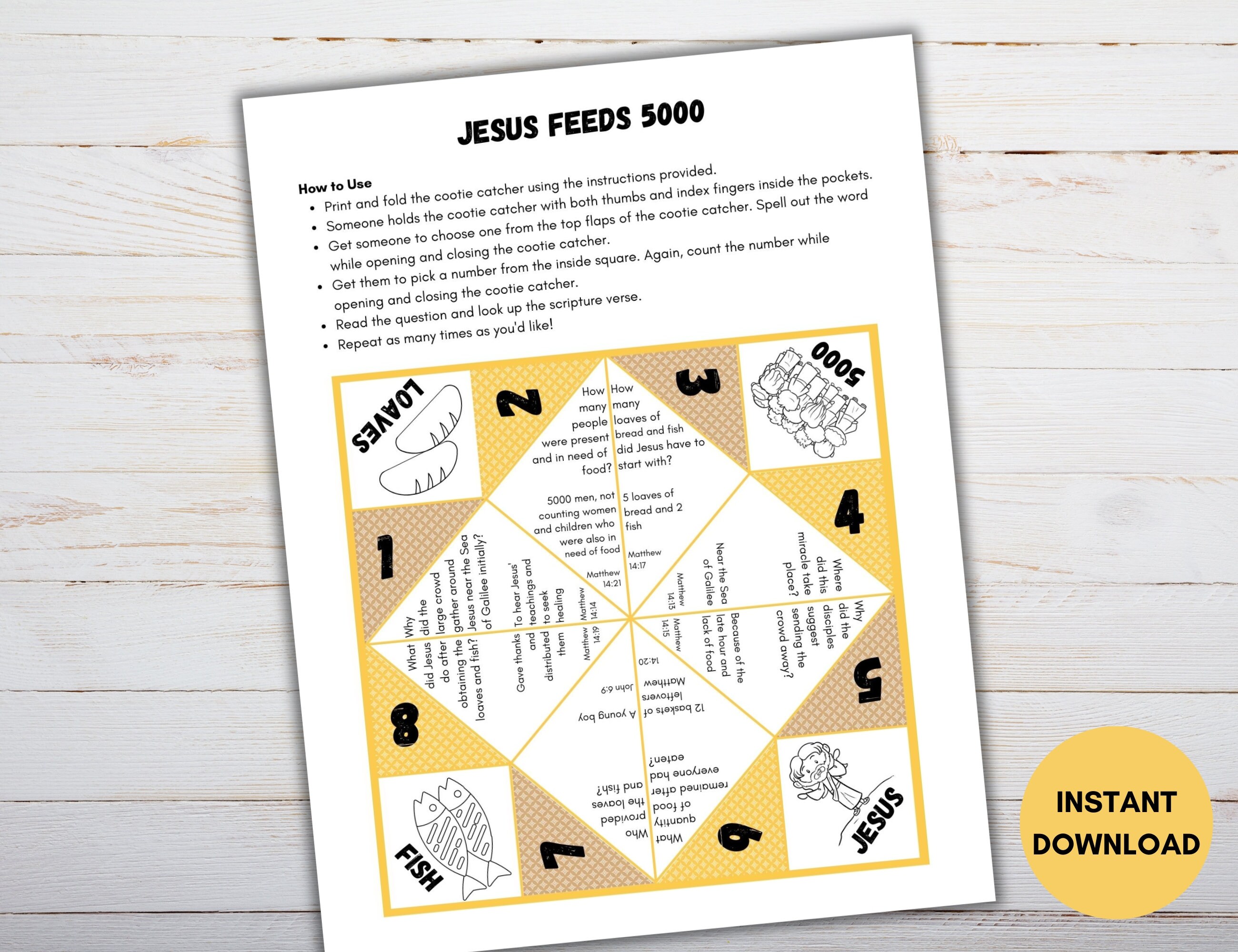 Jesus Feeds 5000, Sunday School Craft, Printable Bible Craft, Cootie ...
