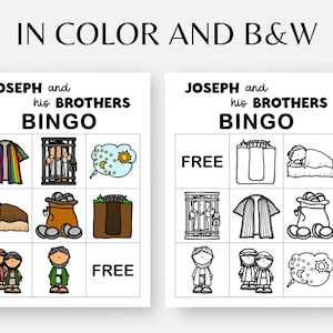 Joseph and His Brothers, 30 Bible Story Bingo Cards, Printable Sunday ...